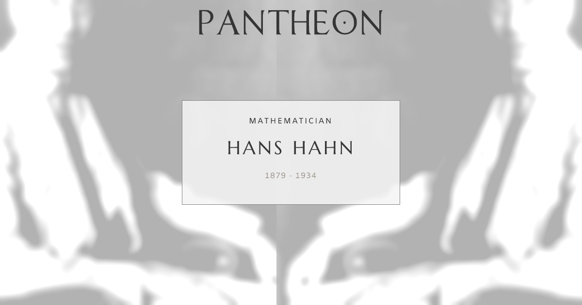 Hans Hahn Biography | Pantheon