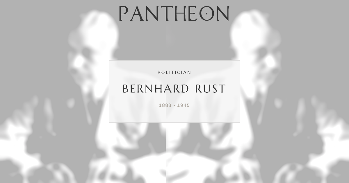 Bernhard Rust Biography | Pantheon