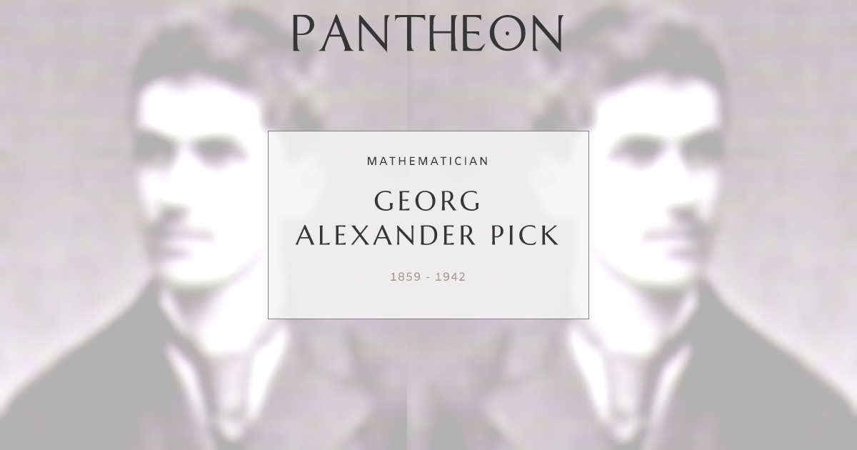 Georg Alexander Pick Biography | Pantheon