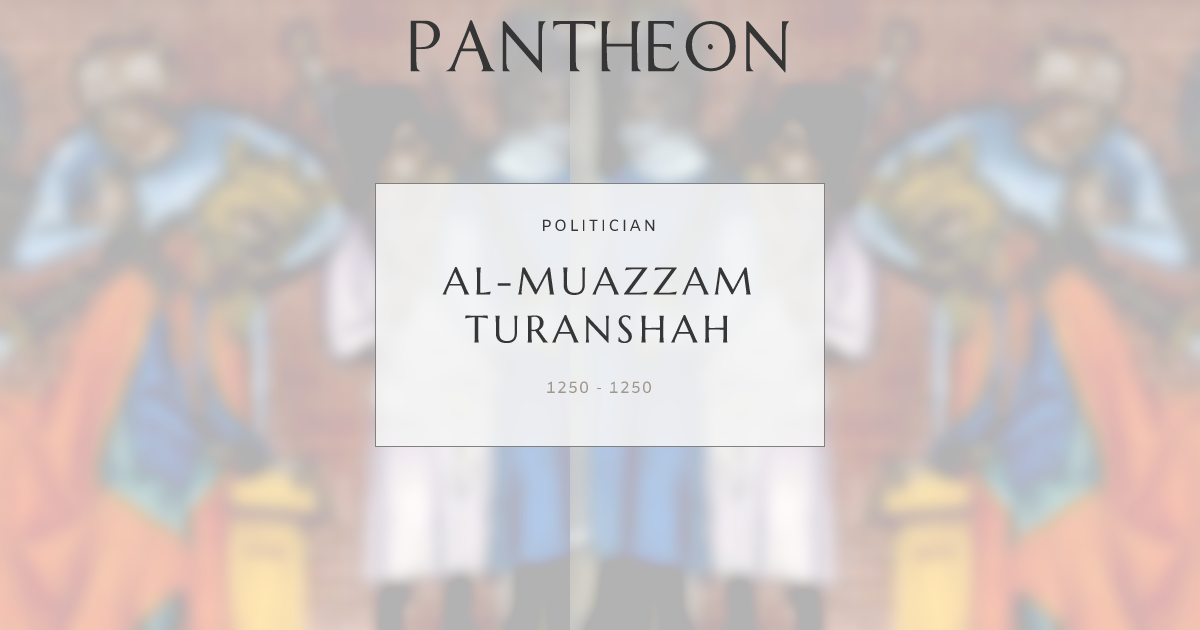 Al-Muazzam Turanshah Biography | Pantheon