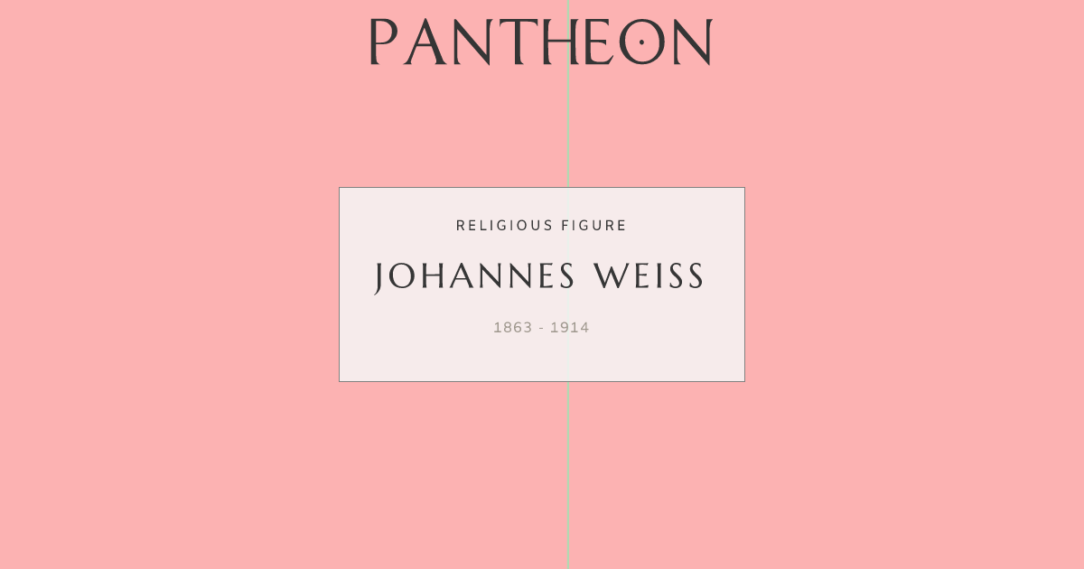Johannes Weiss Biography | Pantheon