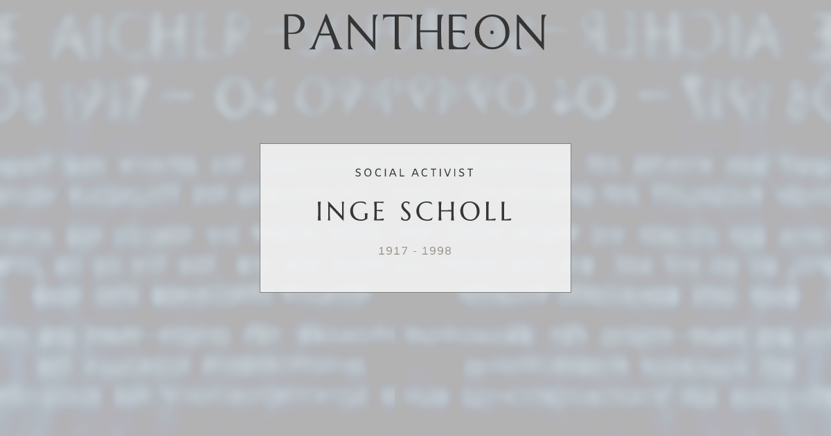 Inge Scholl Biography | Pantheon