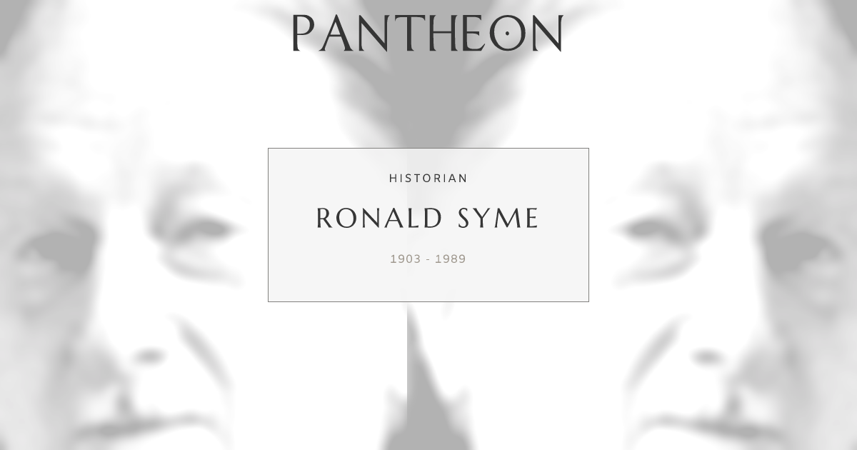 Ronald Syme Biography | Pantheon