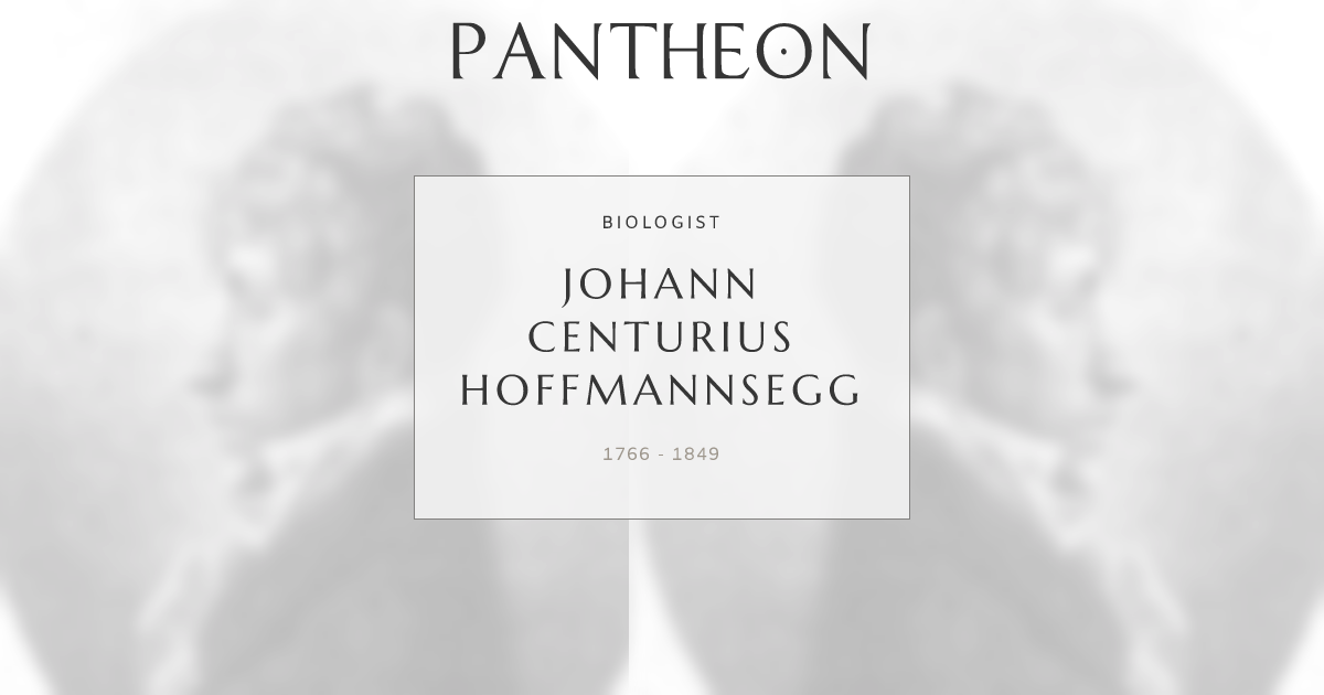 Johann Centurius Hoffmannsegg Biography | Pantheon