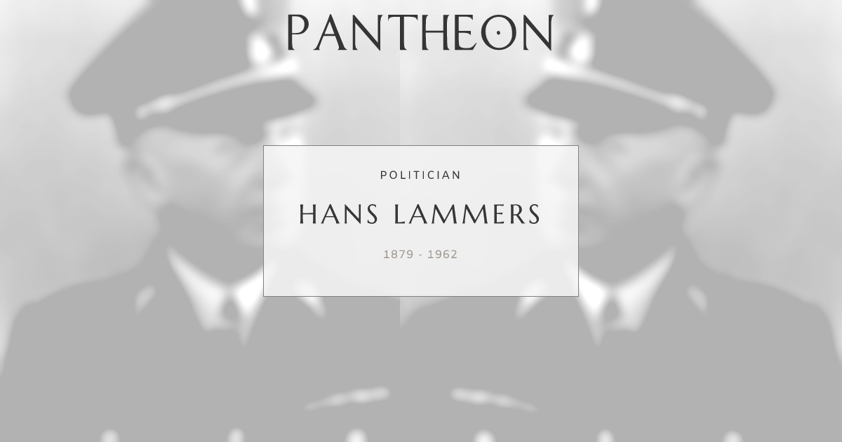 Hans Lammers Biography | Pantheon