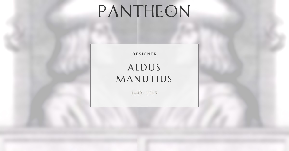 Aldus Manutius Biography | Pantheon