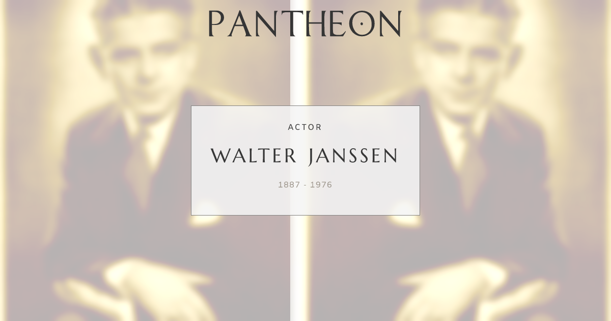 Walter Janssen Biography | Pantheon