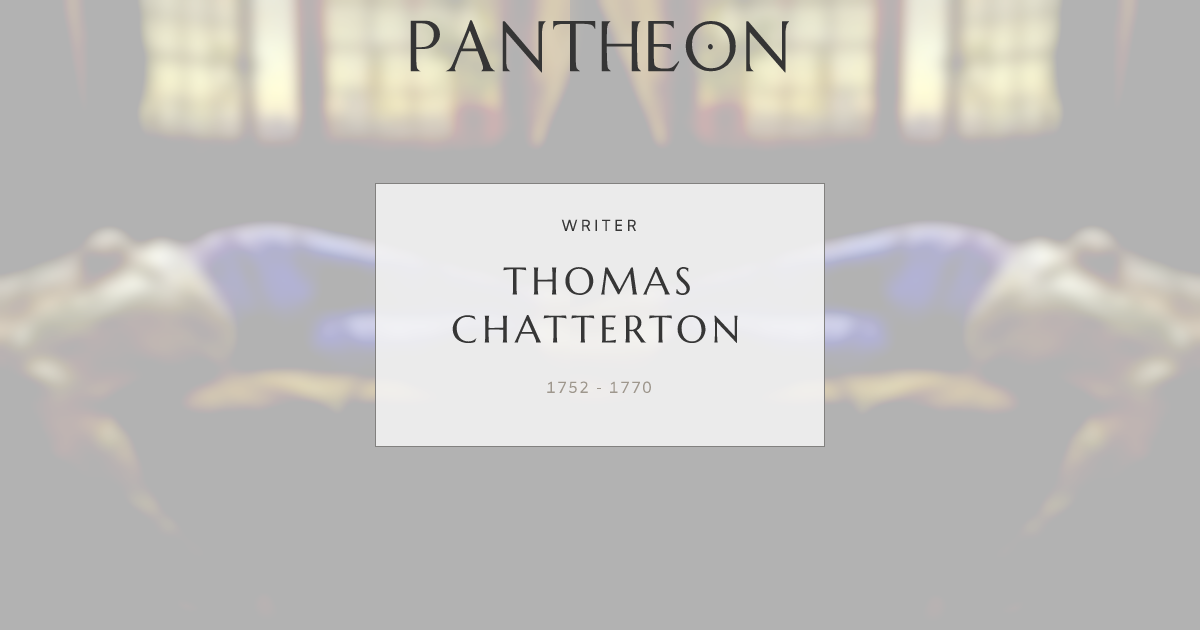 Thomas Chatterton Biography | Pantheon