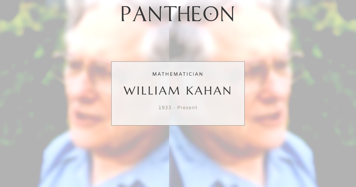 William Kahan Biography | Pantheon
