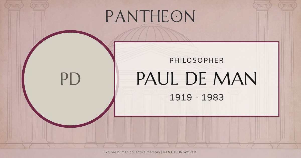 Paul de Man Biography | Pantheon