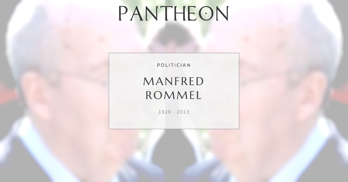 Manfred Rommel Biography | Pantheon