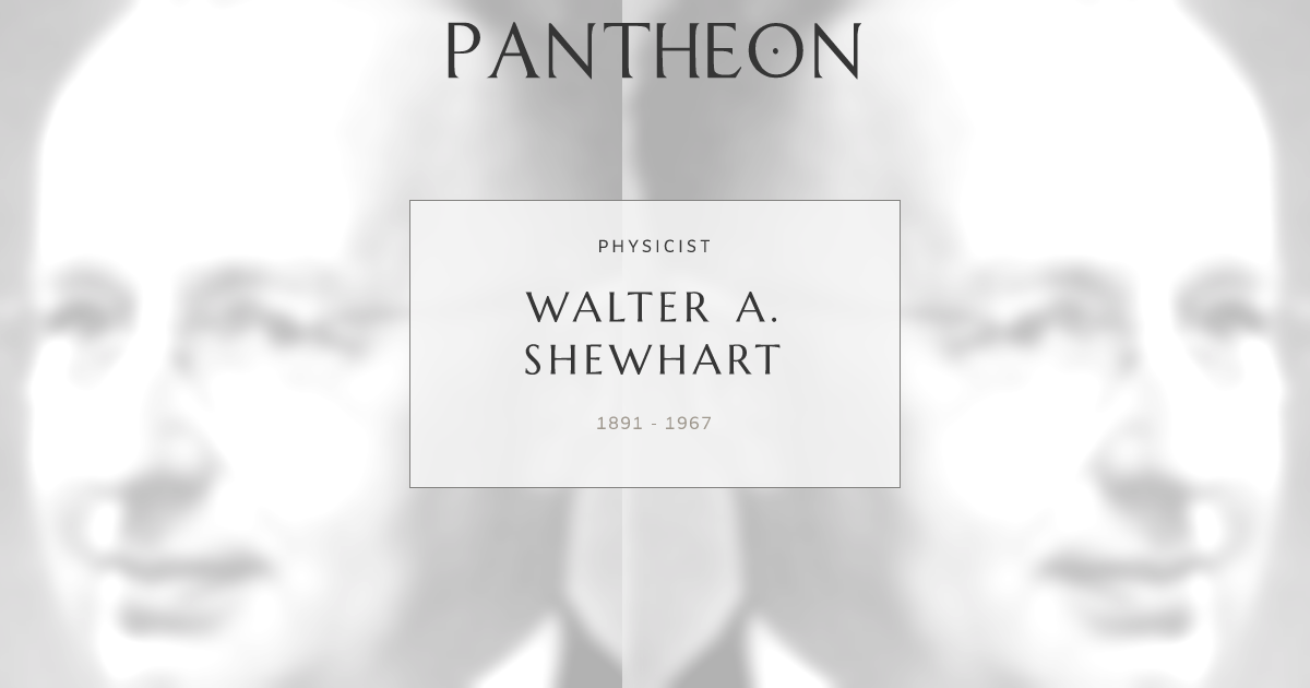 Walter A. Shewhart Biography | Pantheon