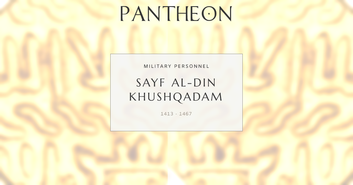 Sayf al-Din Khushqadam Biography | Pantheon