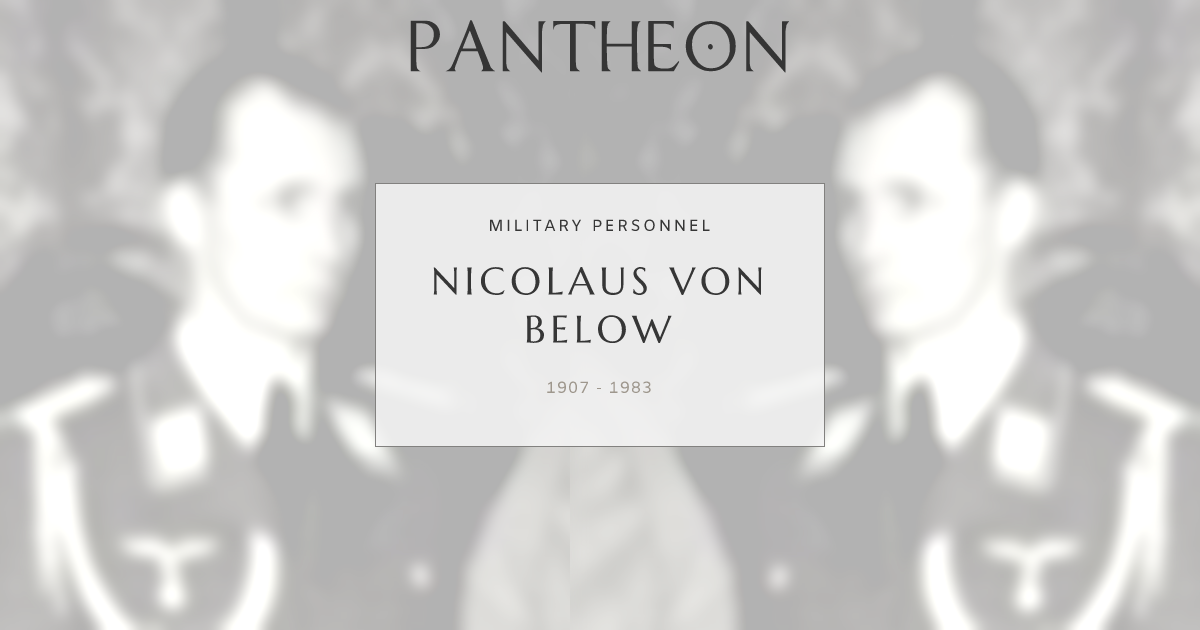 Nicolaus von Below Biography | Pantheon