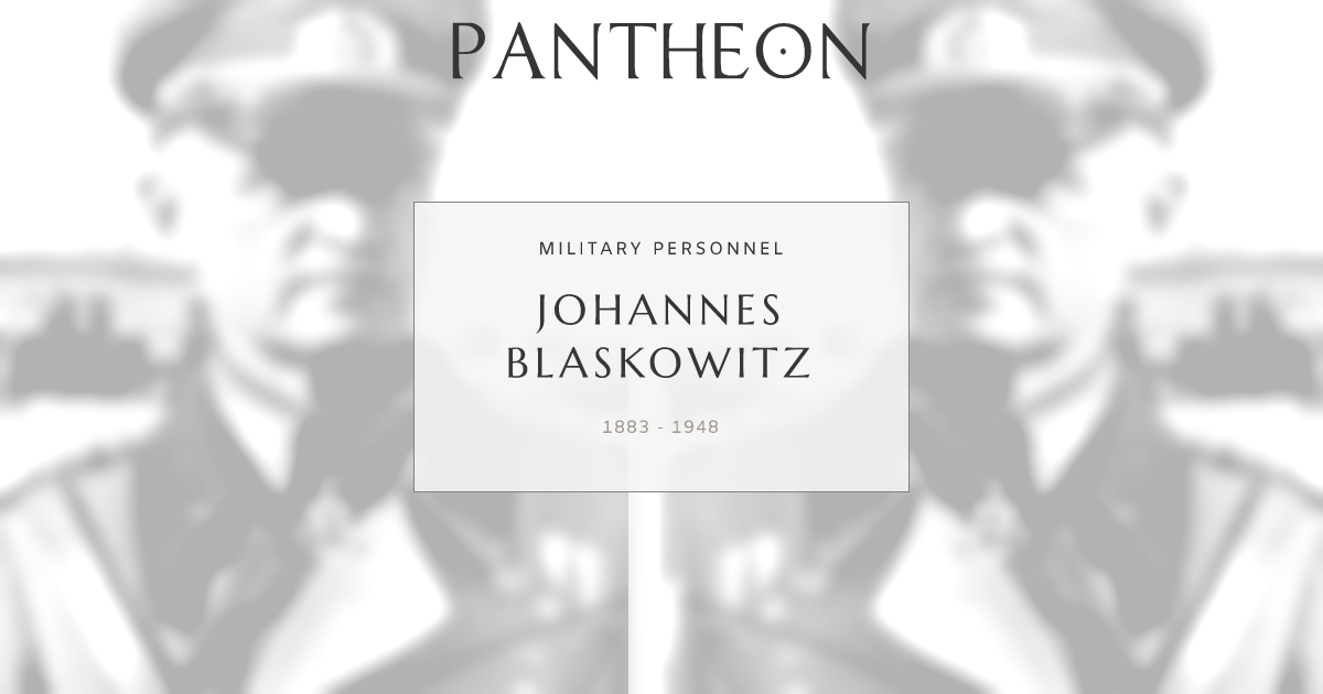 Johannes Blaskowitz Biography | Pantheon