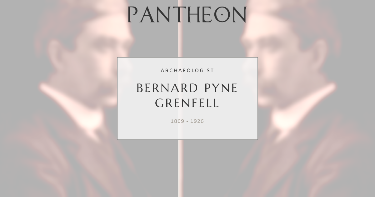 Bernard Pyne Grenfell Biography | Pantheon