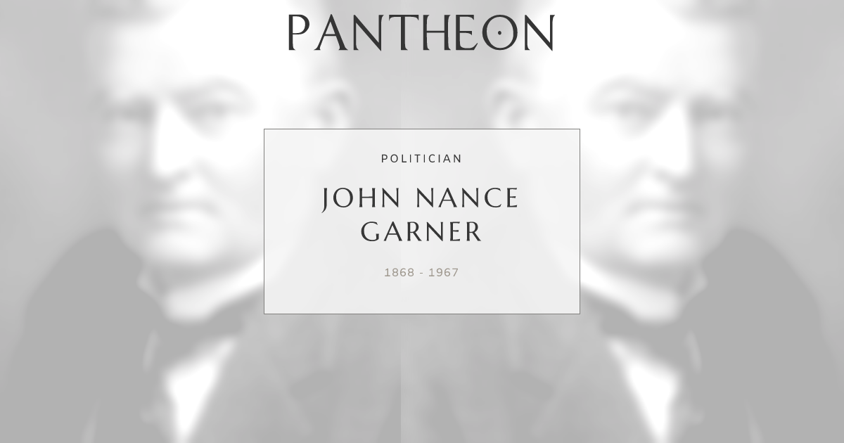 John Nance Garner Biography | Pantheon