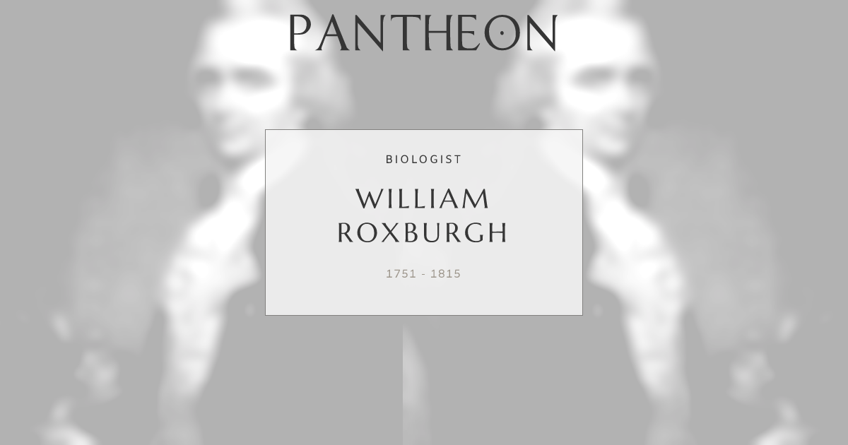 William Roxburgh Biography | Pantheon