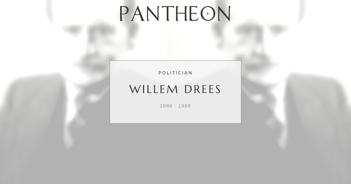 Willem Drees Biography | Pantheon